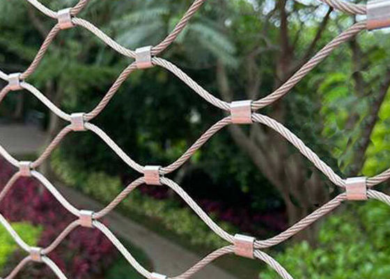 Architectural Metal Wire Rope Mesh , Crimped Stainless Steel Cable Netting