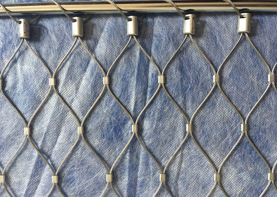 Architectural Metal Wire Rope Mesh , Crimped Stainless Steel Cable Netting