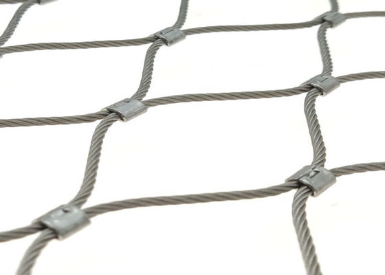 Architectural Metal Wire Rope Mesh , Crimped Stainless Steel Cable Netting