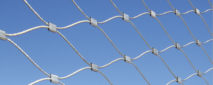 Class 1.4401 X Tend Cable Mesh , AISI316 Flexible SS Rhombus Wire Rope Mesh