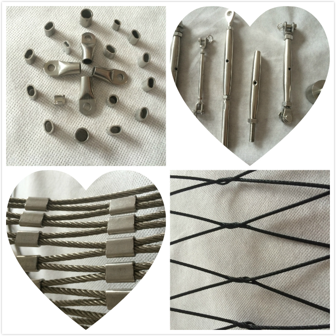 Architectural Metal Wire Rope Mesh , Crimped Stainless Steel Cable Netting