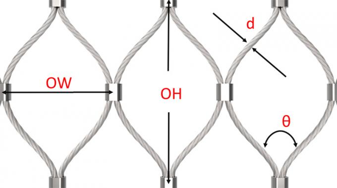 SS316 Architectural Fall prevention Wire Rope Netting 80mm X 140 Mm