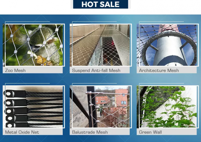 Swimming Pool 5.0mm Stainless Steel Wire Rope Mesh 7 X7