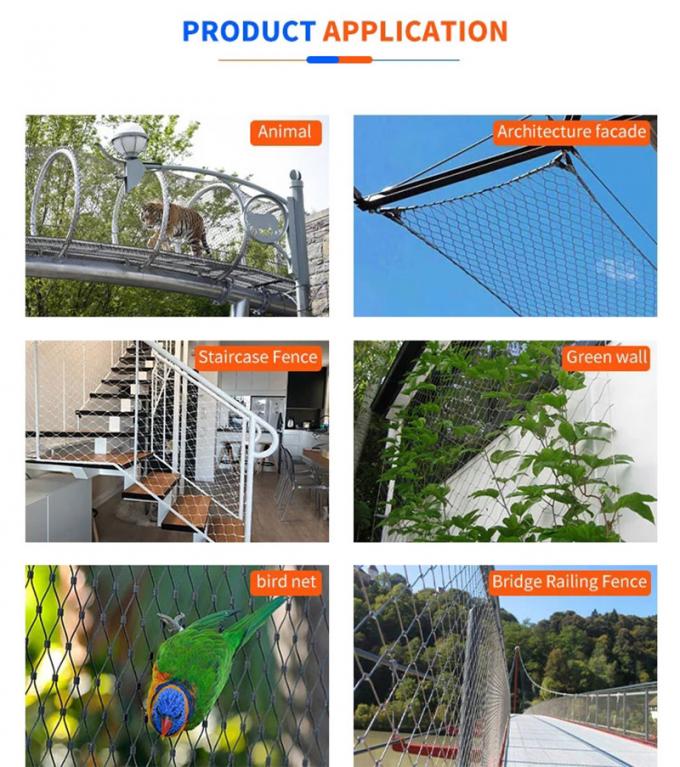 Stainless Steel SS304 Staircase Netting With Ferrule Cable Rope Mesh 2. ...