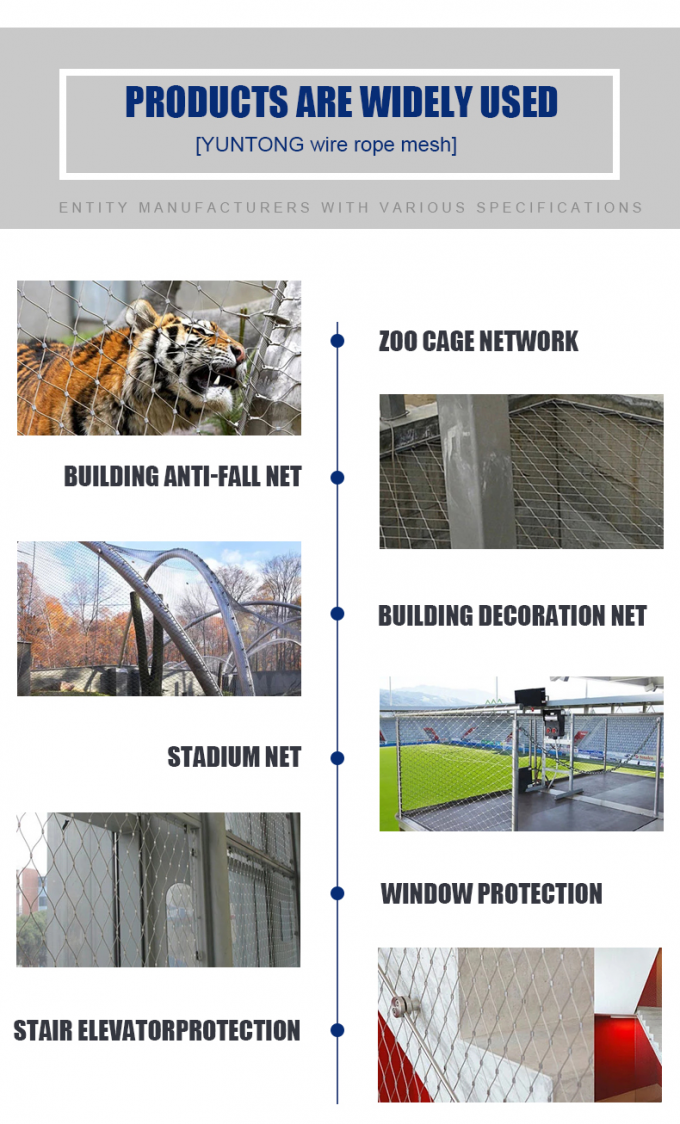 Non Rusting Stainless Steel Frame X Tend Cable Mesh For Fence 2.0Mm Wire